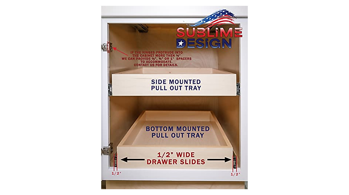 Sublime Design Pull Out Tray for 11" Cabinets | Durable Baltic Birch