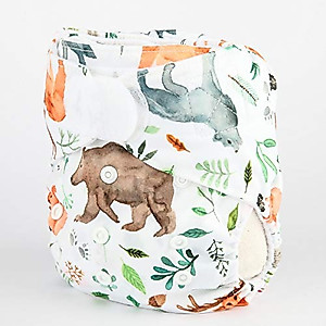 Baby Pocket Cloth Diaper Nappy Hook and Loop (Watercolor Animals)