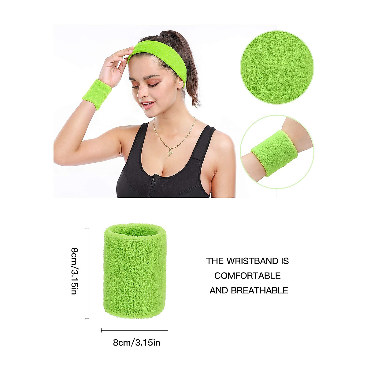 SATINIOR 80s Neon Leggings Party Retro Jogging Sports Headband Wristbands Leg Warmers (Rose Red)