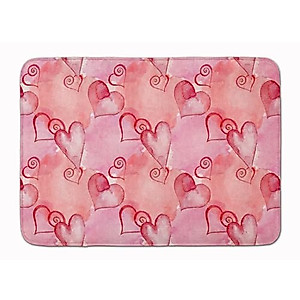 Caroline's Treasures BB7565RUG Watercolor Red Hearts Machine Washable Memory Foam Mat, Bathroom Rug, Non-Slip Bath Mat, Durable Thick Washable Rugs for Kitchen, Bathroom Quick Dry, Decorative Artwork,