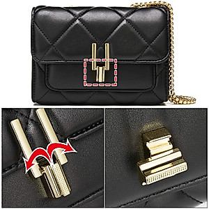 Duomier Small Quilted Purse Crossbody Bag for Womens Gold With Chain Strap Fashion Female Girl Mini 25 (Black)