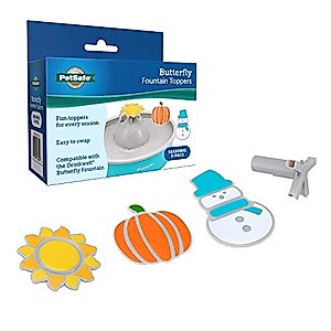 PetSafe Butterfly Fountain Seasonal Toppers 3 Pack - Cat Water Dispenser Accessories - Seasonal Pet Supplies - Includes Sun, Pumpkin, & Snowman Toppers - Celebrate Every Season - Cool & Cute Stuff