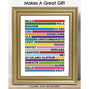 Hello In Different Languages Typography Wall Art Print: 8x10 Unframed Chic, Boho & Modern Posters for Office, Classroom, Dorm, Living Room & Bedroom Decor - Gift Idea for Students, Teachers