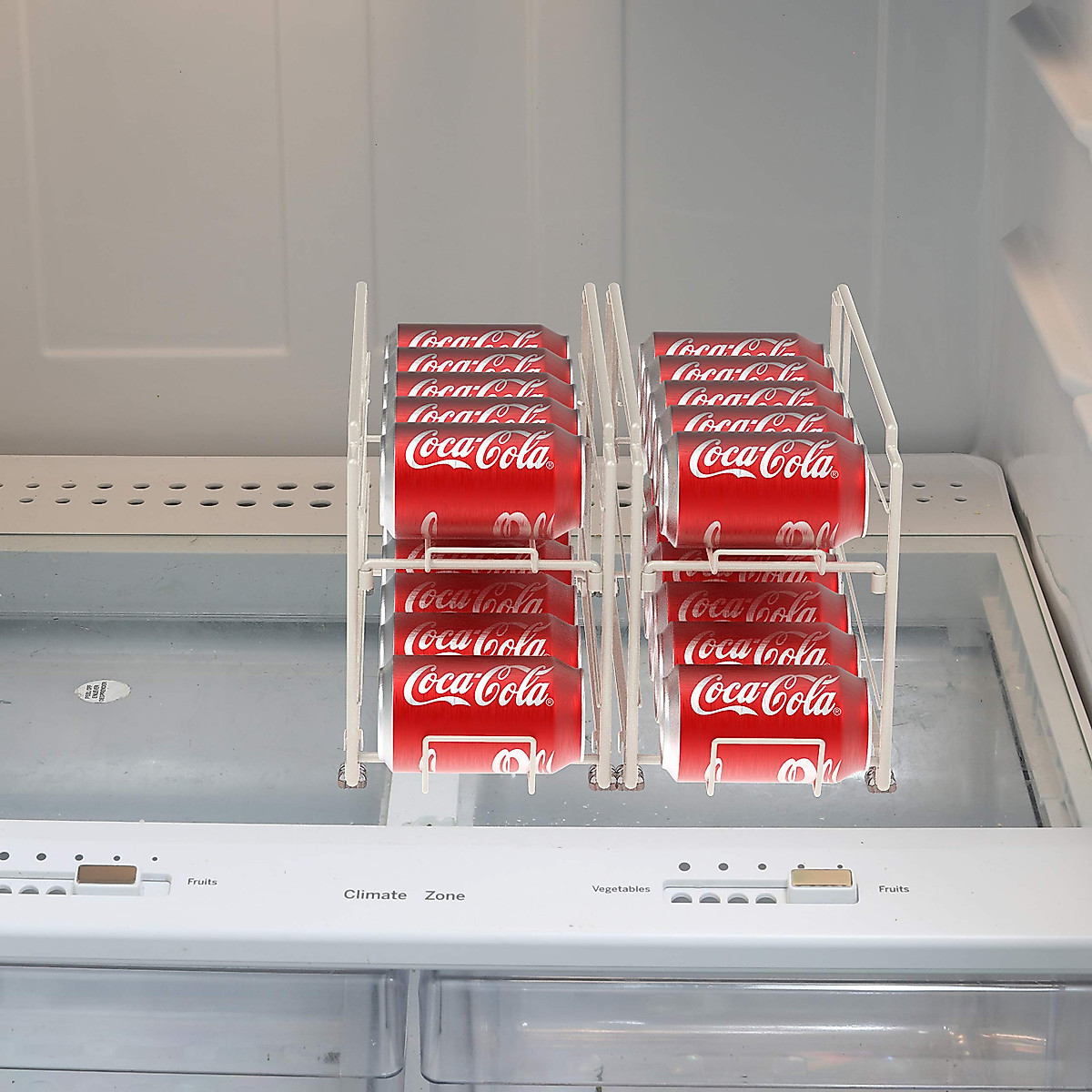 2 Pack - Simple Houseware Stackable Beverage Soda Can Dispenser Organizer Rack, White