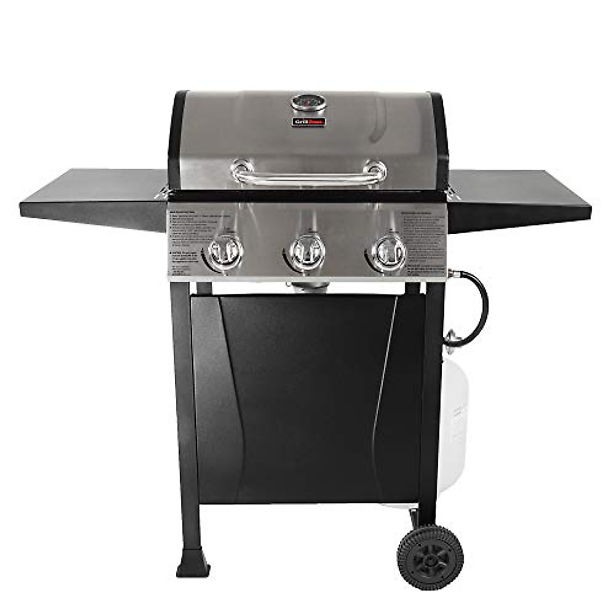 Grill Boss GBC1932M Outdoor BBQ 3 Burner Propane Gas Grill for Barbecue Cooking with Top Cover Lid, Wheels, & Side Shelves, Black