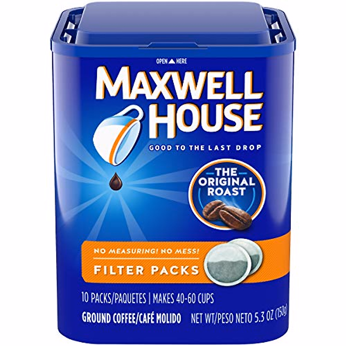 Maxwell House Original Medium Roast Ground Coffee Filter Packs (40 Filter Packs),10 Count (Pack of 4)