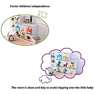 VMOTOR 2 Pcs Foldable Animal Toy Storage Box/Bin/Cube, Collapsible Storage Organizer Chest Basket Container for Kids, Toddlers, Boys and Girls(13 x 13 x 13 Inch,Tyrannosaurus+Alligator)