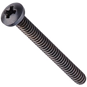 Small Parts Steel Pan Head Machine Screw, Black Oxide Finish, Meets ASME B18.6.3, #1 Phillips Drive, #4-40 Thread Size, 1" Length, Fully Threaded, Import (Pack of 100)