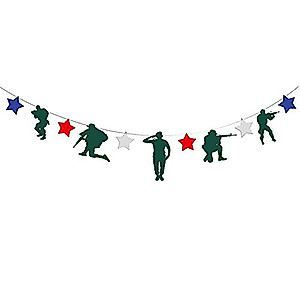 Patriotic decoration banner, army military camouflage party decorations,Veteran Party Supplies (green, 1pc)
