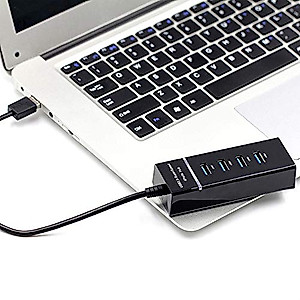 USB Hub, Portable 4 Port USB 3.0 Hub, Super Speed Data Sync Adapter Universal for Computer, Laptop, USB Flash Drives and Mobile HDD