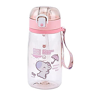 Unicorn Water Bottles for Girls,Cup with Straw and Safety Lock,Pink Outdoor Indoor Water Bottle,400ML/13.5oz for school kids girl unicorn lover… (Transparent)