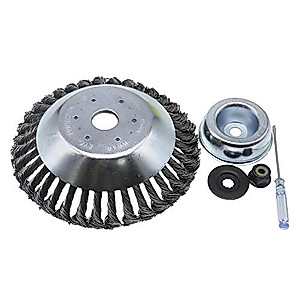 QHALEN 8 Inches Heavy Duty Steal Wire Brush Cutter Trimmer Head with Adapter Kit for String Trimmers, Rust Removal, Lawn Mower