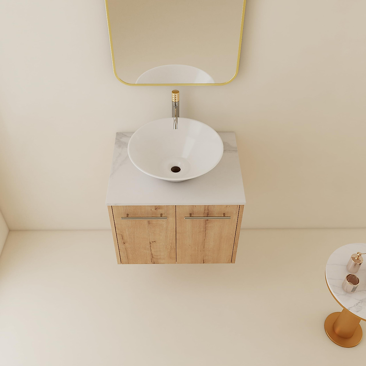 24 inch Bathroom Vanity with Sink,Modern Bathroom Vanities for Small Bathroom,Floating Bathroom Vanity with Ceramic Sink