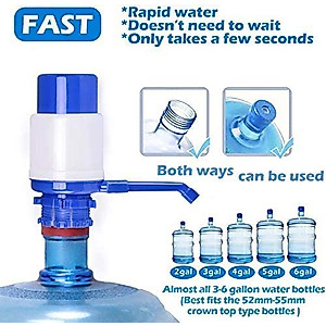 Water Bottles Pump Blue Manual Hand Pressure Drinking Fountain