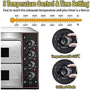ZXMT Commercial Pizza Oven Double Oven 3000W 16 inch Stainless Steel Pizza Electric Countertop Pizza and Snack Oven Multipurpose Oven for Restaurant Home Pizza Pretzels Roast Yakitori 110V