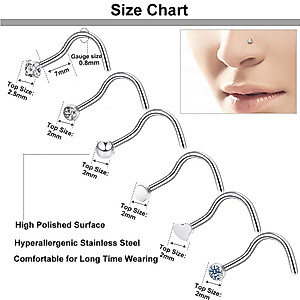 ONESING 36 Pcs Nose Rings for Women Nose Piercings Jewelry Nose Studs 20G Nose Rings Hoop Screw Stainless Steel for Women Men