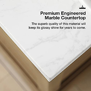 OVE Decors Edenderry 72" Double Undermount Sink Bathroom Vanity with Cultured Marble Countertop and Barn Doors, Pre-Assembled | Backsplash Included | 03 Drawers and Power Bar, 72 inches, Rustic Almond