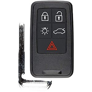 KeylessOption Keyless Entry Remote Control Smart Car Key Fob Uncut Key Blade for S60 S80 XC60 XC70 Volvo KR55WK49264