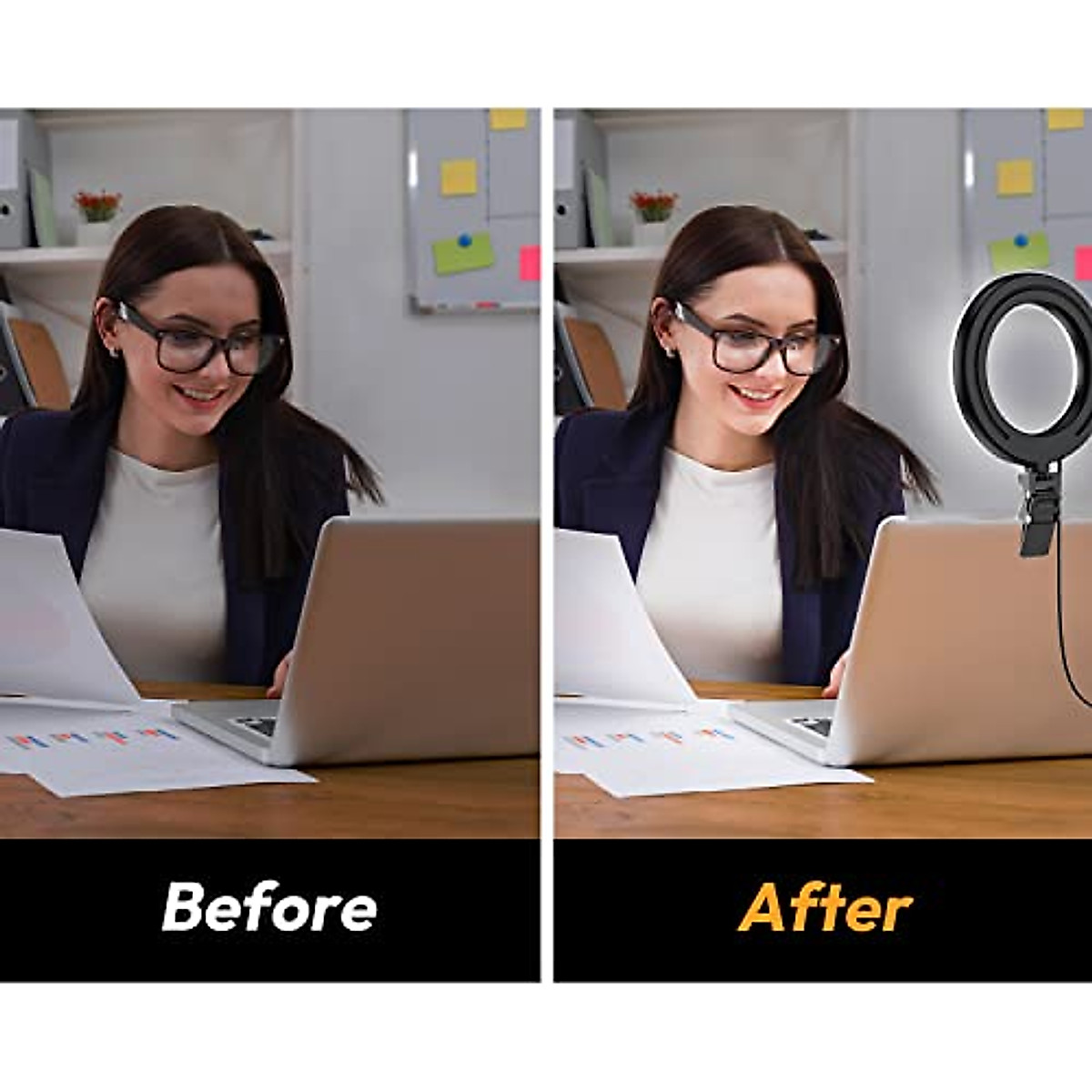 Weilisi 6.5'' Ring Light for Computer, 3 Light Modes Video Conference ...