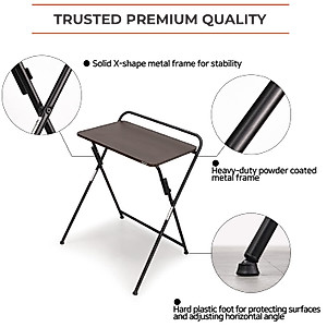 SOFSYS Modern Folding Desk for Small Space, Computer Gaming, Writing, Student and Home Office Organization, Industrial Metal Frame with Premium Desktop Surfaces, Espresso/Black