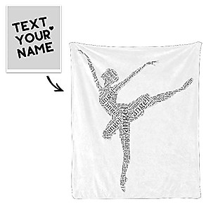 Custom Blanket with Name Text,Personalized Beautiful Dancer Super Soft Fleece Throw Blanket for Couch Sofa Bed (50 X 60 inches)
