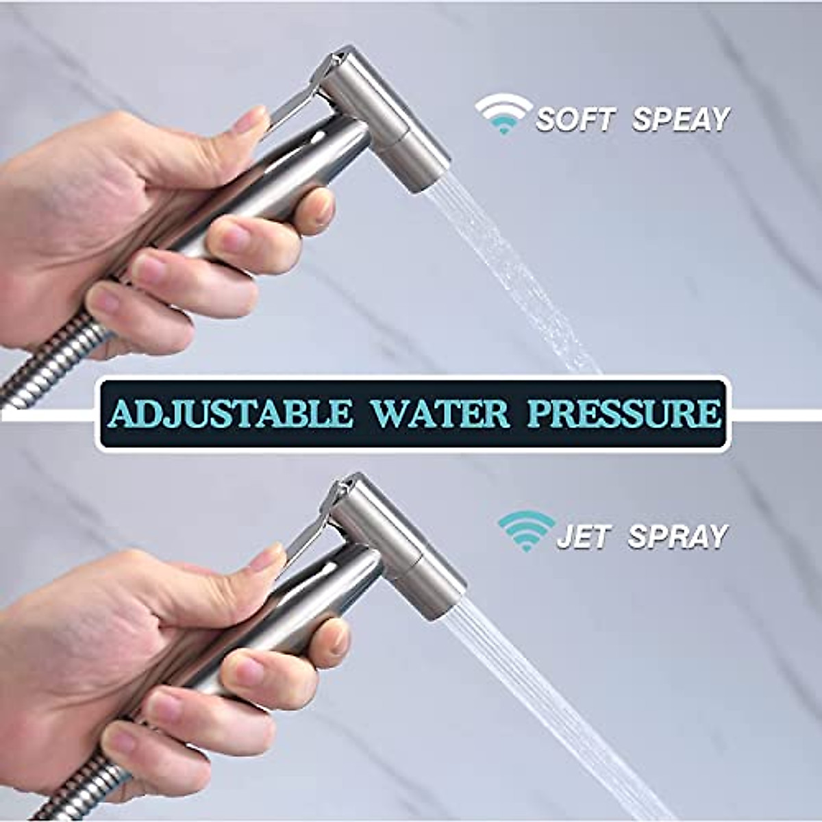 Handheld Bidet Sprayer for Toilet-Adjustable Water Pressure Jet Sprayer for Feminine Wash, LUFEIDRA Stainless Steel Bidets for Existing Toilets Muslim Shower Cloth Diaper Sprayer Bidet Attachment