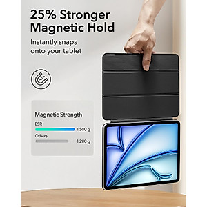 ESR for iPad Air 11 Inch Case M2(2024), iPad Air 6th/5th/4th Gen (2024/2022/2020), Powerful Magnetic Attachment, Slim Trifold Stand Case, Supports Pencil Pro&Pencil(USB-C), Durable Protection, Black