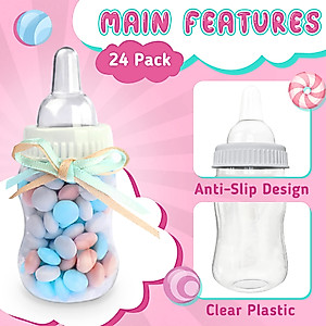 Baby Bottles for Baby Shower Game - 24Pcs Plastic Baby Bottles for Baby Shower Decorations Mini Baby Bottles for Baby Shower Decor - 4.15 inch Baby Bottle for Baby Shower Game Small Baby Bottles