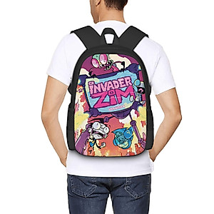 CONPELSON Backpacks Invader Anime Zim Adjustable Laptop Backpack Double Shoulder Bag for Women Men Climbing Shopping Work