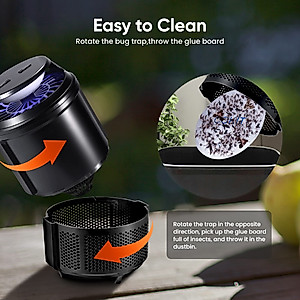 COKIT Indoor Insect Trap, 2 Mode Catching Insects with Suction, Bug Light and 6 Glue Board, Catcher & Killer for Mosquito, Gnat, Moth, Fruit Flies, Non-Zapper Traps for Home, Black-2