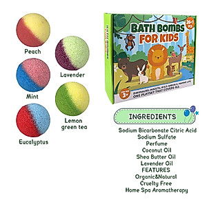 Kids Bath Bombs with Surprise Inside, 26pcs Bath Bombs with Toys and 1 Bear Towel Gift for Boys/Girls, Party Favors for Kids Natural Organic Bubble Bath with Animals Bath Bombs for Christmas