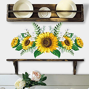 Daisy Sunflower Wall Decal Stickers,Yellow Daisy Sunflower Stickers with Green Leaves, Peel and Stick Removable Flower Stickers for Nursery Kids Room Living Room