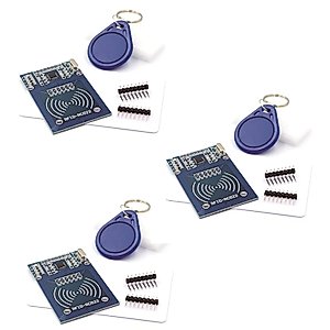 10Gtek RC522 RF IC Card Induction Sensor Module with S50 Blank Card and Key Ring for Arduino Raspberry Pi, Pack of 3