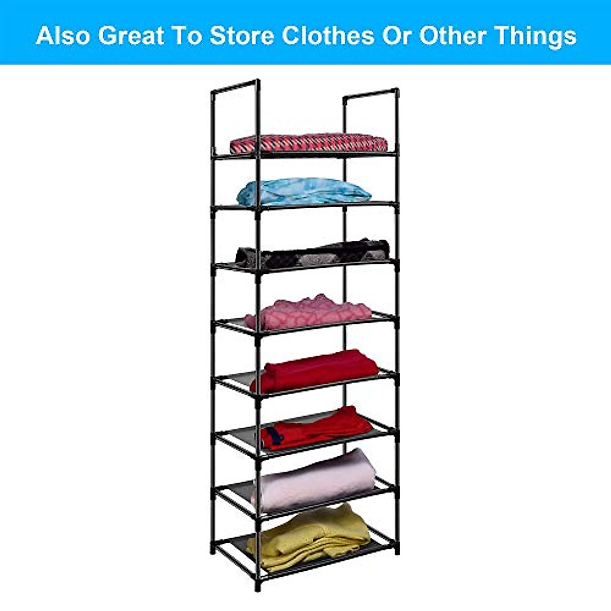 Easyhouse 8 Tier Metal Sturdy Shoe Rack for Entryway/Closet, Stores 16-20 Pairs of Shoes, Multi-use Shelf Organizer for Space Saving Storage