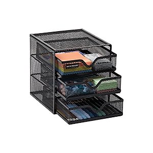 Mind Reader Desktop Accessory Storage, Desk Supplies, Organizer, Office, Metal Mesh, 6.25" L x 6.5" W x 6.5" H, Black