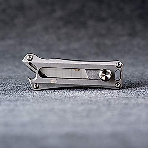 RovyVon V20 Titanium Utility Knife,Razor Blade Replaceable Knife,with Bottle Opener Keychain EDC Tool for Outdoor Hiking Camping (Gray)