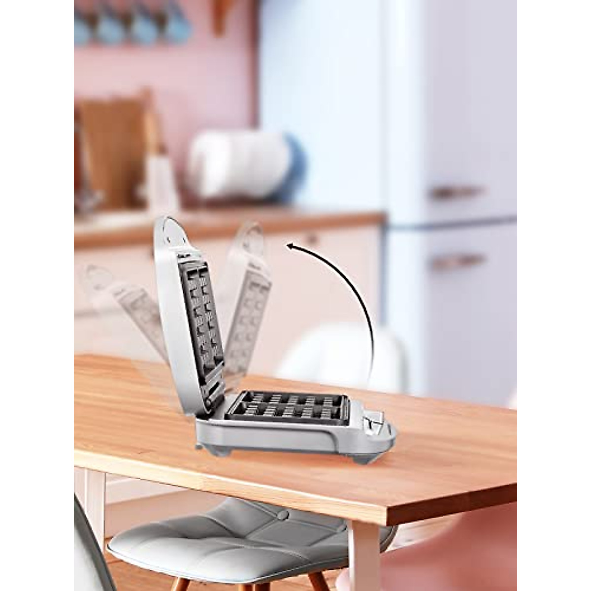 FOHERE Waffle Maker Belgian 1000W, 2 Slice Waffle Iron with Browning Control, Nonstick Plates, Indicator Lights, Cord-Storage