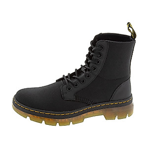 Dr. Martens, Black Extra Tough Poly+Rubbery, Combs 8 Eye Boot, Unisex, 15 US Women/14 US Men, Combat Boot