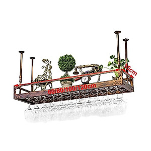 Wine Rack, Upside Down Goblet Rack, Hanging Wine Holder Bar Table, Household Hanging Cup Rack, Wine Ornaments, Height-Adjustable Wine Hanger Organizer Rack (Color : A, Size : 60 *