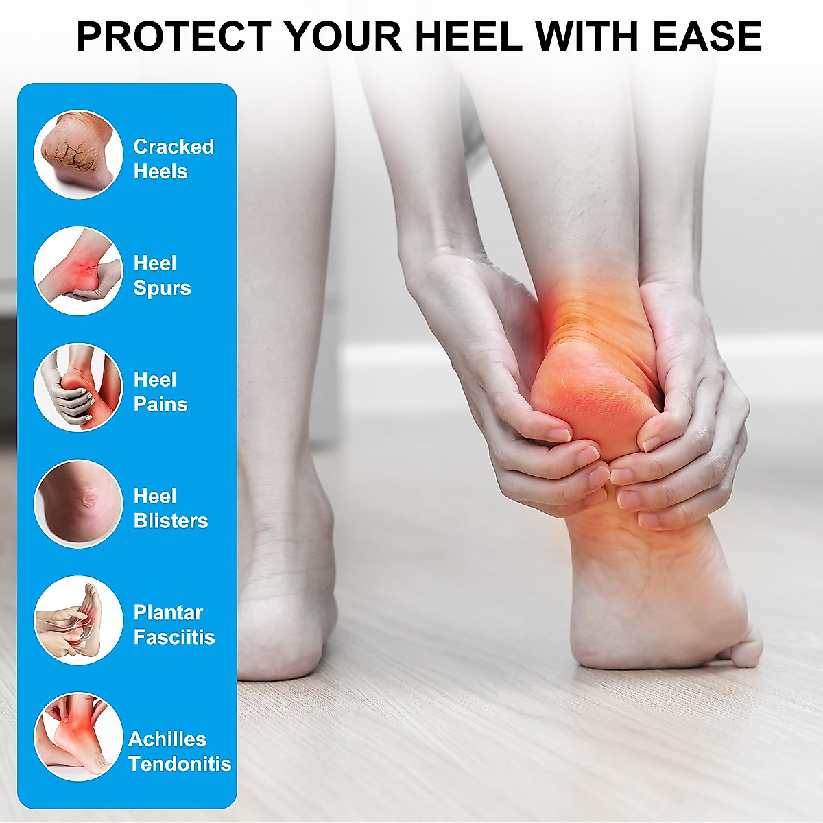 Wonderwin 4 Pairs Premium Heel Protectors, Silicone Heel Cups for Heel Pains,Cracked Heels, Heel Spurs, Plantar Fasciitis,Unisex Fit Gel Heel Pads,Heel Pain Relief for Men Women Teens