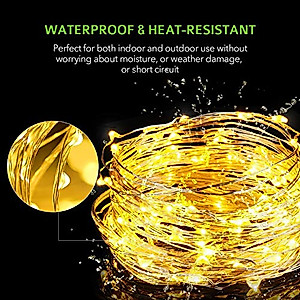 nircsom Fairy Lights Battery Christmas String Lights, 66Ft 200 LED Waterproof Remote Timer Control Copper Wire Lights, Fairy Lights Decoration String Lights for Patio Garden Yard Party Wedding