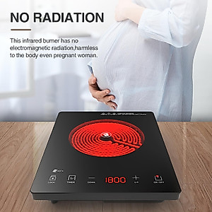 KOCONIC Upgraded to 1800W Single Burner,Electric Cooktop,Hot plate for cooking,Electric Stove With Timer and Touch Control,No Radiation to Protect Family Health,Newest model of 2023