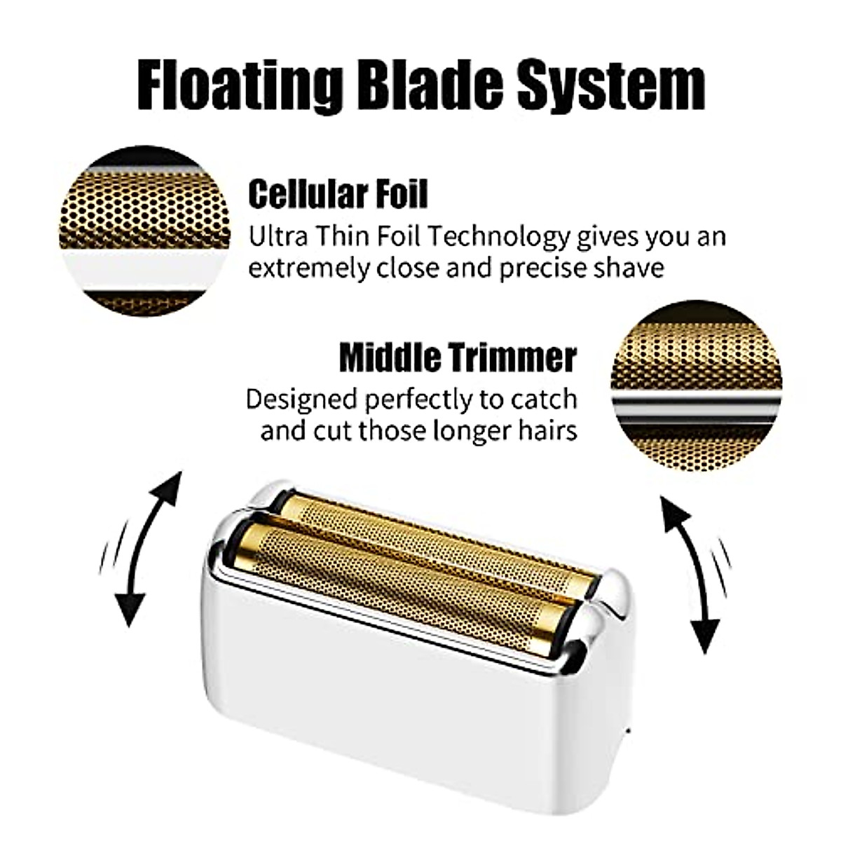 Replacement Foil and Cutters for BaBylissPRO Barberology Double Foil Shaver, Replacement Foil for BaBylissPRO Barberology FXFS2 Shaver, Silver