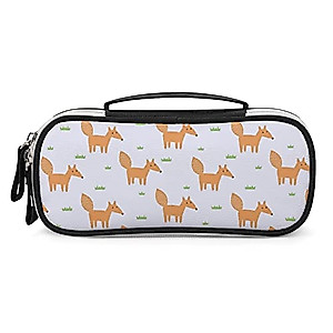 Cute Fox Printed Pencil Case Bag Stationery Pouch with Handle Portable Makeup Bag Desk Organizer