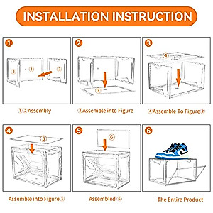 LOVIFO Shoe Boxes Clear Plastic Stackable, 8 Pack Acrylic Shoe Storage Boxes with Magnetic Door for Sneakerheads, Professional Shoe Display Case, Fit Shoe Size Up to US 15