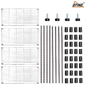 EFINE 2-Pack Chrome 4-Shelf Shelving Unit with 4-Shelf Liners, Adjustable, NSF Certified Metal Wire Shelves, 150lbs Loading Capacity Per Shelf, Shelving Rack for Kitchen and Garage (30W x 14D x 47H)