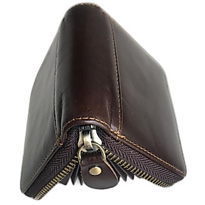 KOSSJAA credit card holders womens card case RFID blocking leather wallet Coin Purse mens (brown)