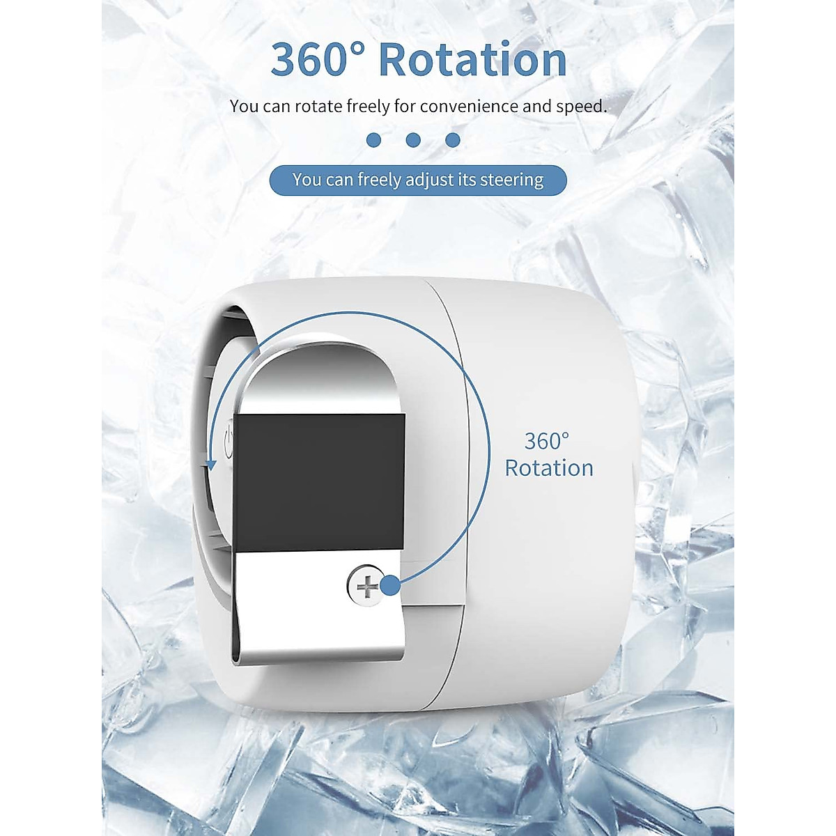 KENSUKA Waist Fan WF1, Mini Under Shirt Fan with Belt Clip, Portable USB Rechargeable Personal Fan with 3-Speed Control, 360° Rotation for Outdoor Work, Sports, Cycling, Hiking, Gardening