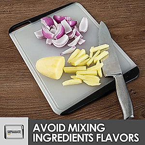 Plastic Cutting Board, Cutting Board for Kitchen Dishwasher Available, Chopping Board with Juice Groove, L, Empune