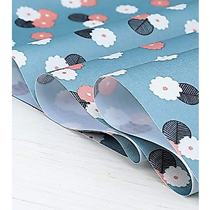 Ari Surplus 18Inches X 10FT Kitchen Liner for Cabinets, for Shelves, for Drawers Refrigerator, Non-Adhesive, Easy to wash, Waterproof and Oilproof (Blue, Flower)
